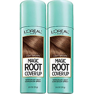 L'Oreal Paris Hair Color Root Cover Up Temporary Gray Concealer Spray Light Brown (Pack of 2) (Packaging May Vary)