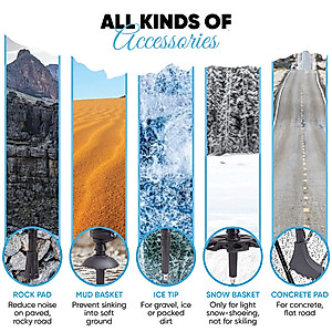 Nordic Walking Stick Adjustable Locks Expandable to 54" Lightweight Trekking Hiking Poles 10 Replacement Tips