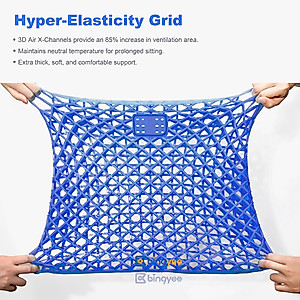bingyee Gel Seat Cushion 1.8 Inch Thick Double Gel Orthopedic Seat Cushion Pad for Pressure Relief Gel Sits Perfect for Office Chair, Car, Home, Wheelchair Sweatless Chair Pads