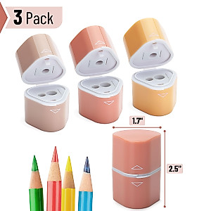 Mr. Pen- Pencil Sharpener for Colored Pencils, 3 Pack, 3 Hole, Pencil Sharpeners Manual, Handheld Pencil Sharpener, Pencil Sharpeners Handheld, Crayon Sharpener, Colored Pencil Sharpener