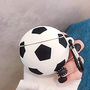 TYOROY 3D Soccer Case for Airpod Pro Case,3D Cute Cartoon Kids Soft Case,Teens Boys Men Lovely Cool Sports Soccer Football Style with Keychain for Airpod Pro Case (Soccer)