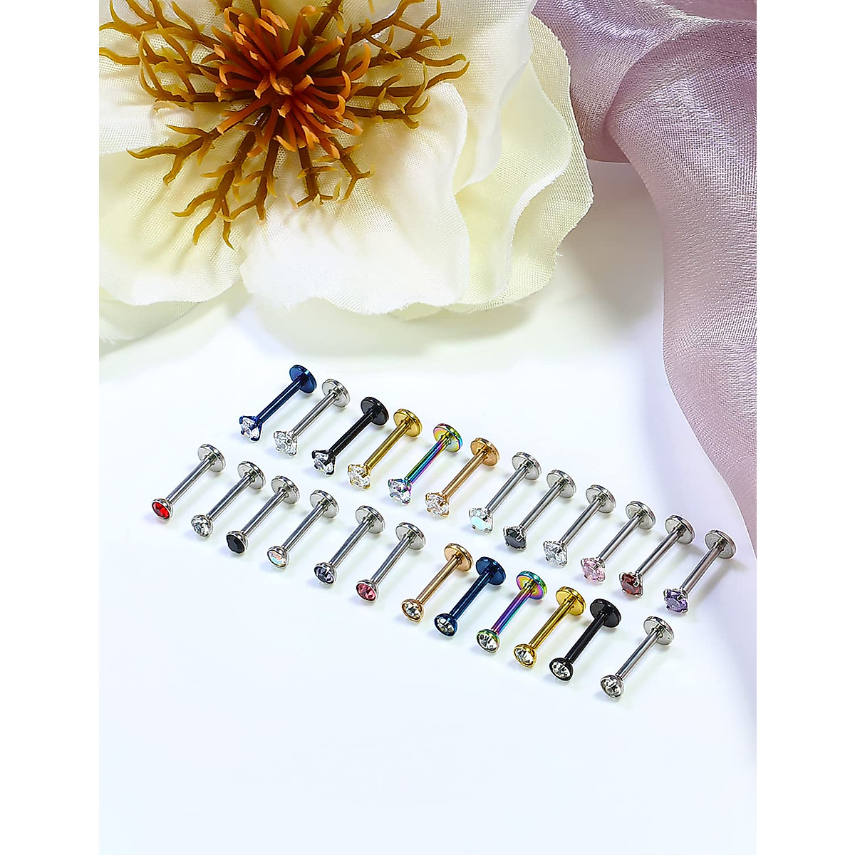 Cisyozi 16G Lip Labret Medusa Ashley Monroe Rings Studs for Women Snake Bite lip Ring 16 Gauge Stainless Surgical Steel Flat Back Tragus Cartilage Helix Conch Earrings Stud Piercing Jewelry Men 10mm