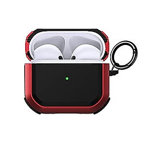 SaharaCase Armor Series Case and Kit for Apple AirPods 3 (2021 3rd Generation) [Rugged] Full Body Protection Antislip Grip Slim with Keychain (Red)
