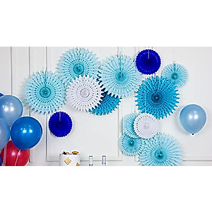 Paper Jazz Blue Paper Fans Decorations Hanging Hollow Fan Snowflake Fans Assorted Color Wedding Birthday Party Supplies