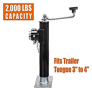 TCE 2000 LBs Capacity Weld on Pipe Mount Swivel Trailer Jack, ATR39003U , Black