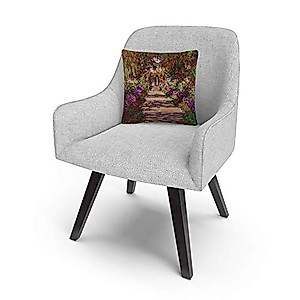 Trademark Fine Art Pathway Garden by Claude Monet, 16x16 Decorative Throw Pillow, Multi-Color