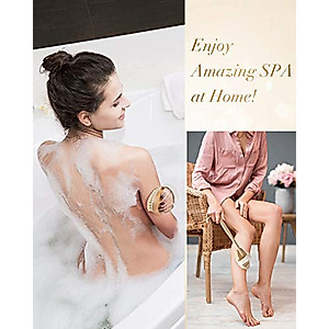 Shower Brush, POPCHOSE Detachable Dry Brushing Body Brush for Body Cellulite and Lymphatic, Back Scrubber for Shower Long Handle Natural Bristle Exfoliator Scrubber, Dual Brush Heads for Women & Man