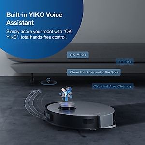 ECOVACS DEEBOT X1 Plus Robot Vacuum and Mop Combo with Self Emptying Station, 5000Pa Robot Vacuum Cleaner, Upgraded Laser Navigation, 3D Map, Obstacle Avoidance, Built-in YIKO Voice Assistant, Black