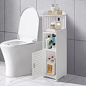 SENYAN Bathroom Storage Cabinet, Waterproof Freestanding Floor Cabinet Organizer with Doors and Shelves for Bedroom, Living Room, Kitchen,Entryway, Home Office, White