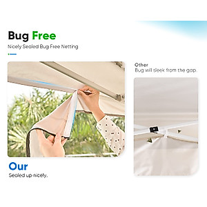 Quictent 6.6'x6.6' Ez Pop up Canopy Tent with Netting Screened, Outdoor Instant Portable Gazebo Screen House Room Tent -Fully Sealed, Waterproof & Roller Bag Included (Tan)