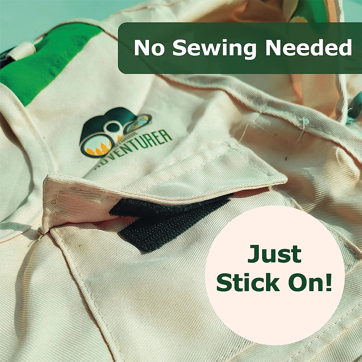 (1x4 Inch, 16 Sets) Strips with Adhesive for Fabric, Stick On for Fabric, No Sew Sticky Back for Clothes, Curtains - Heavy Duty Double Sided Hook and Loop Hem Tape Fasteners, No Sewing No Iron, Black