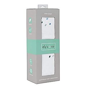 Ely’s & Co. Crib Sheet 1-Pack Combed Jersey Cotton for Baby Boy — (Blue Raindrops)