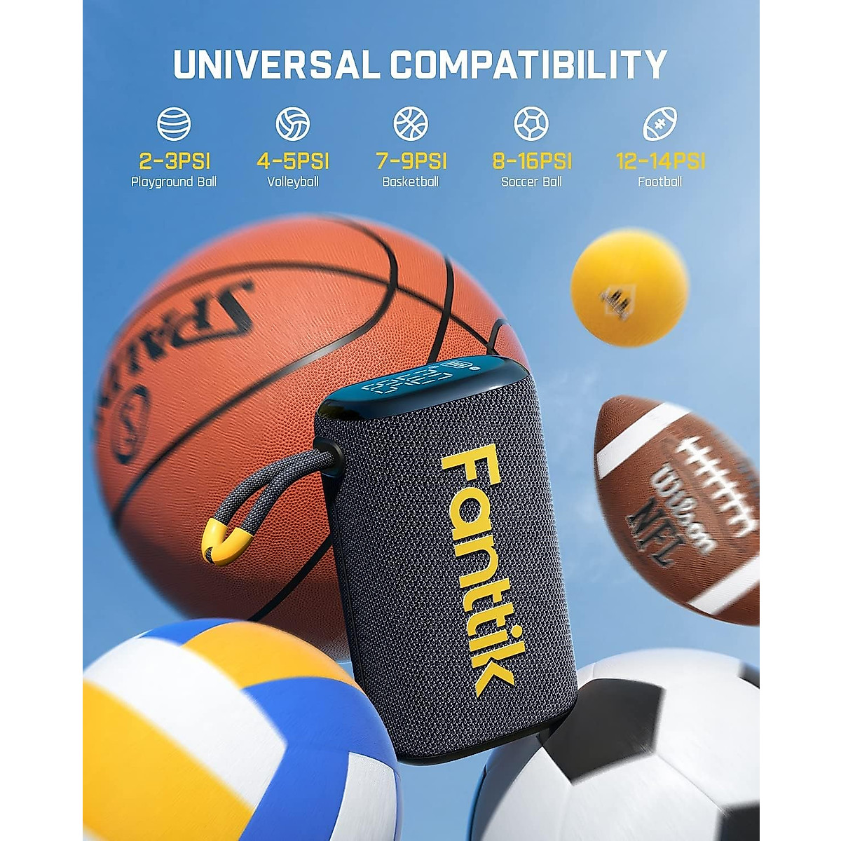 Fanttik X8 Nano Electric Ball Pump - Ultra-Fast Inflation, Portable with LCD Display, Digital Pressure for Sports Balls