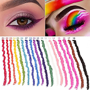 18 Colors Eyeliner Pen Set, Eye Shadow Pencil, Pearl Eyeliner Kit Metallic Eyeliner Pencil Glitter Colored Eyeliner for Women Eye&Lip Liner Professional Waterproof Retractable Eyeliner (18PCS)