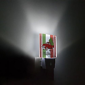 Night Light Plug in LED Night Lamp Automatic Sensor Night Lights Plug into Wall, Christmas Truck Xmas Tree Red Green Stripe Square Dim Night-Lights for Bedroom Bathroom Kitchen Hallway Home Decor