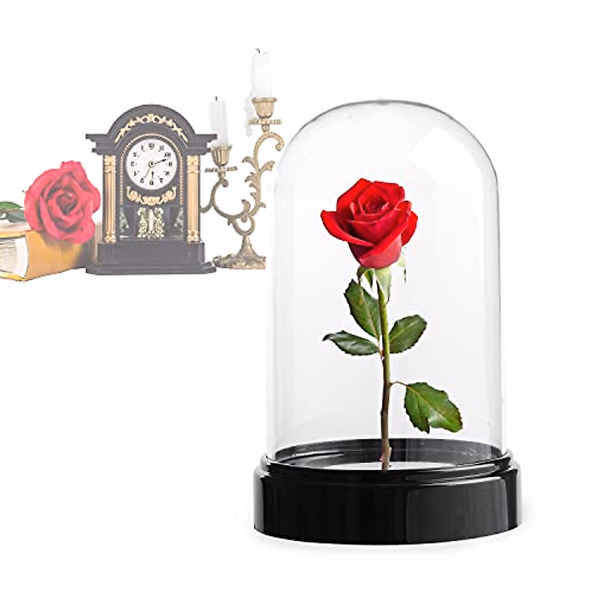 (12 Pack) Plastic Dome Display Case Bell Jar Cloche Bell Jar With Base, For Collectibles Enchanted Rose Small Beer Glasses Centerpieces Plants Rocks Specimens Snow Globes Crafts, Plastic 5.7x 3.6 In
