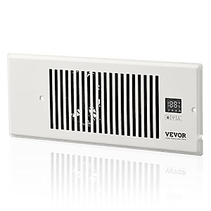 VEVOR Register Booster Fan, Quiet Vent Booster Fan Fits 4” x 12” Register Holes, with Remote Control and Thermostat Control, Adjustable Speed for Heating Cooling Smart Vent, White