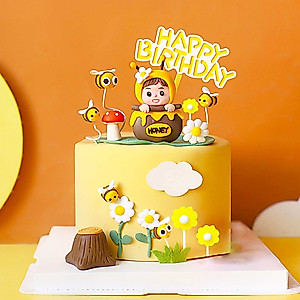 JeVenis Bumble Bee Cake Decoration Bumble Bee Baby Shower Cake Decoration Happy BEE Day Cake Decoration Fun to Bee One Cake Topper Bumble Bee Party Favors Supplies