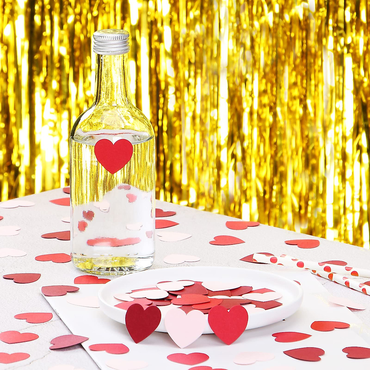 Grey Pink Brown White Party-Decorations - 200Pcs Paper Heart Confetti Rustic Birthday Baby Shower Bridal Shower Wedding Boho Theme Table Decor