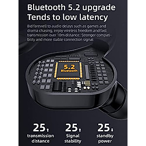 Wireless Earbuds with Earhooks Single Bluetooth Earpiece Sports Headphones Over the Ear Running Workout Wrap Around Earbuds 8H Long Battery Life Waterproof Noise Cancelling Headset for Android iOS