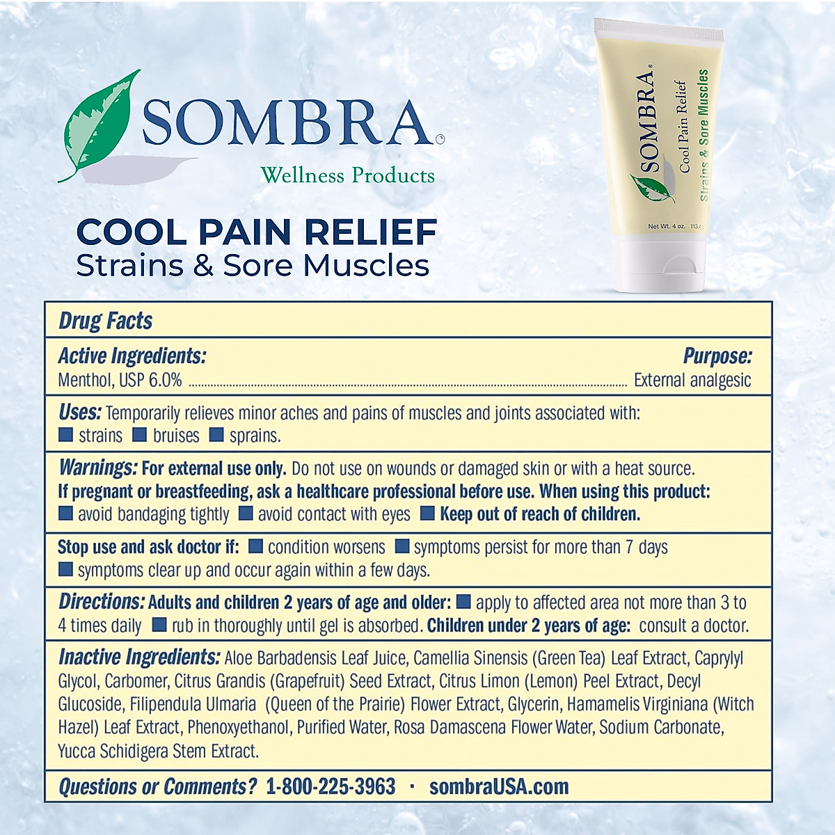 Sombra Cool Pain Relief Gel, 4 Ounce