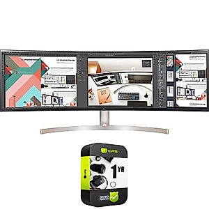 LG 49WL95C-WE 49" 32:9 UltraWide Dual QHD HDR10 IPS Curved LED Monitor Bundle with 1 YR CPS Enhanced Protection Pack