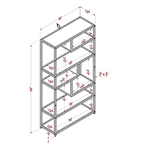 Furniture of America Zin Industrial Metal 6-Shelf Bookcase in Powder Coated Gray