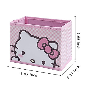 CNEISEJK Kawaii Kitty Collapsible Storage Box Kitty Cat Cosmetics Box Foldable Baskets Office Desk Room Decoration Makeup Holder for Women Girls (SNX-Ki 2403)