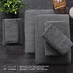 4 Pack Washcloths Set 13"x13",Grey Towel Set for Bathroom,Highly Absorbent & Quick Dry Washcloths for Daily Use,Soft Microfiber Multipurpose Washcloths Premium Towel Set for Hotel, Spa, Shower, Gym