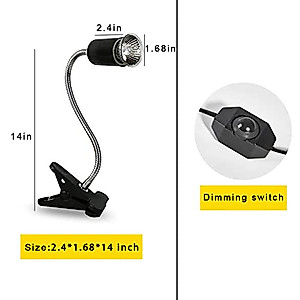 DaMYiHos Reptile Heat Lamp, UVA UVB Reptile Light with Clip 360° Rotatable Hose and Adjustable Switch, Basking Light with 3 Bulbs (25w/50w/75w) for Turtle Lizard Snake