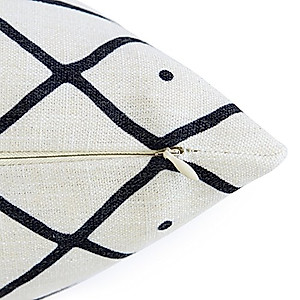 Hofdeco Premium Decorative Throw Pillow Cover Heavy Weight Cotton Linen African Mud Cloth Inspired Print Ethnic Natural Dots and Line 20x20 Inches 50x50cm Set of 2