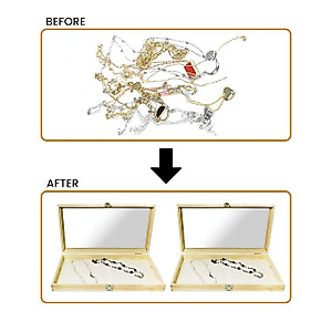 Novel Box Jewelry Display Case Wood 14.75x8.25x2.1 Large Glass Jewelry Box with Lid - Display Cases for Collectibles - Rock Collection Box with Metal Clasp - Gem Display Case