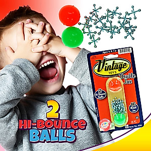 JA-RU Vintage Metal Jacks Game Set/Two Bouncy Balls.(1 Pack) Mini Jax Toy. Classic Family Retro Classics. Bulk Party Favors, Stocking Stuffers. 950-1B