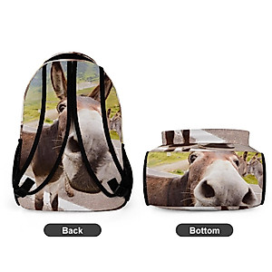 Niapessel Kids Backpack for School, Funny Donkey Pattern Students Bookbags School Bags Girls Boys