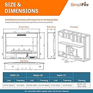 SimpliFire Inception 36" Electric Fireplace with Mantel Option - Digital Spark Technology True-to-Life Flames, Glowing Embers, Hand-Painted Logs, WiFi IntelliFire App, Voice & Remote Control - Folio