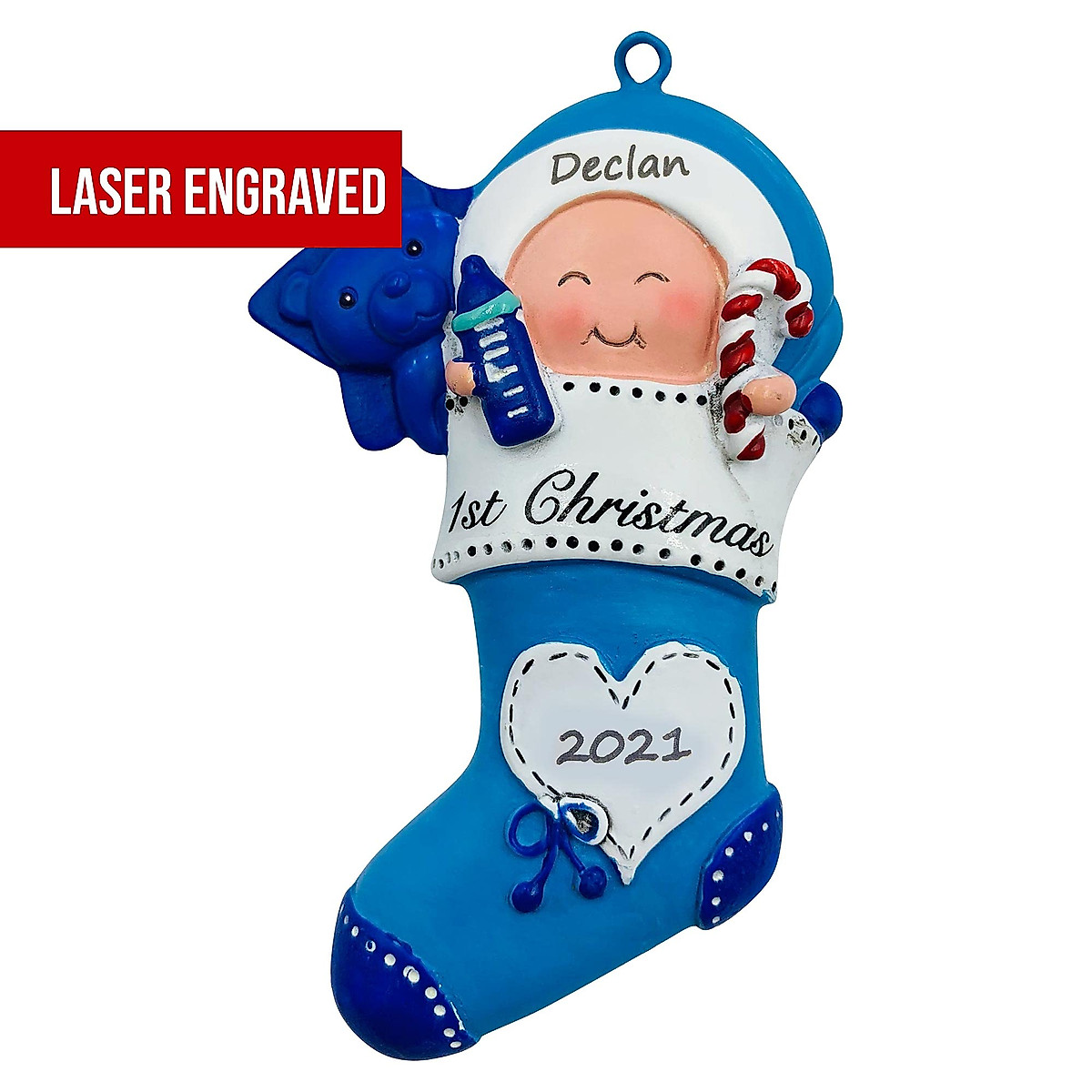 Personalized Baby`s Boy First Christmas Ornament Baby Boy First Christmas Ornament – Personalized Baby Gifts for Newborn Boys Engraved