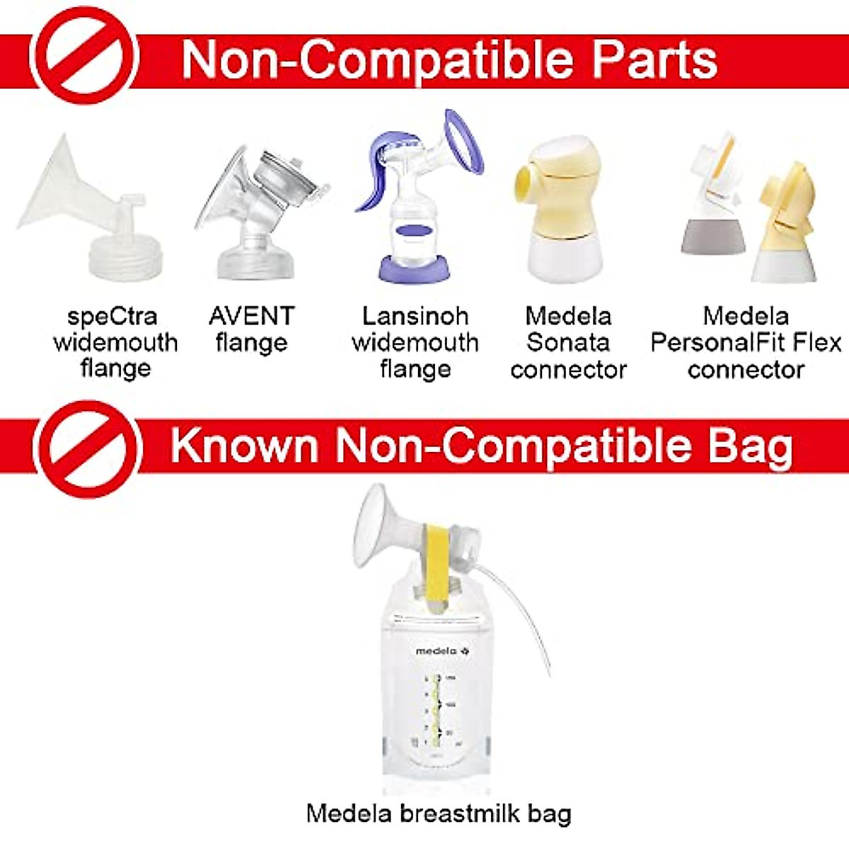Maymom Narrow Neck Breastmilk Storage Bag Adapters Compatible with Medela Pumps (Selected), Selected Ameda Pumps to be Compatible with Lansinoh and Nuk Breastmilk Storage Bags