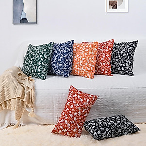 Snycler Spring Flower Pillow Covers 18x18 Set of 2 Rustic Cute Small Floral Red Cream Decorative Throw Pillows Outdoor PillowCase Farmhouse Velvet Cushion Case Decor for Home Sofa Couch Bed