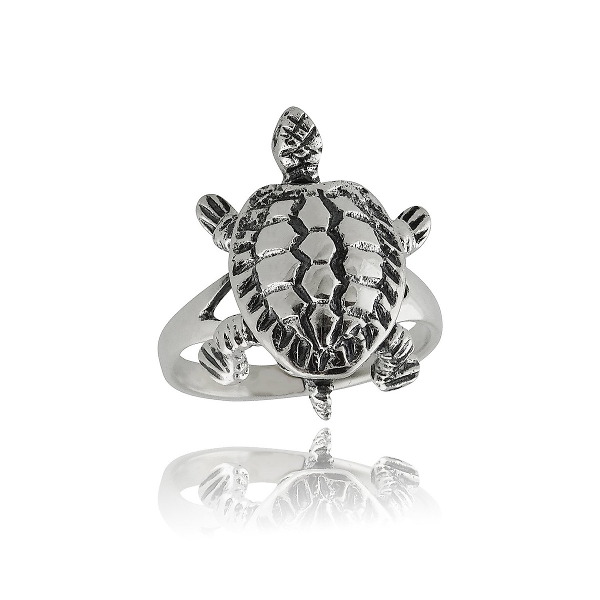 FashionJunkie4Life Sterling Silver Turtle Ring, Sizes 6-9, Tortoise Rings (9)