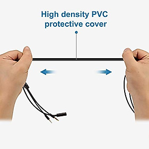 Headphone Splitter for Computer 3.5 Female to 2 Dual 3.5mm Male Headphone Mic Audio Y Splitter Cable Smartphone to PC Adapter(Black) FLEAVER