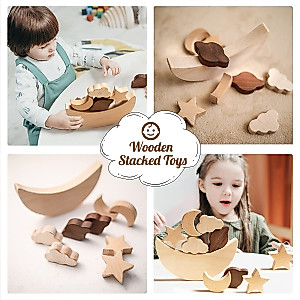 Youuys Baby Stacking Wooden Toys for Toddlers Balance Natural Wood Stacking Teether Block Montessori Toys for Fine Motor Skills for Infant Boys Girls Gifts