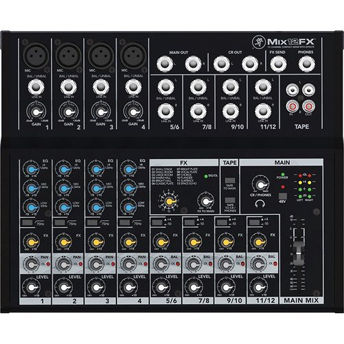 Mackie Mix12FX 12-Channel Compact Mixer with G-MIXERBAG-1212 Padded Nylon Mixer Bag & PB-S3410 3.5 mm Stereo Breakout Cable, 10 feet Bundle