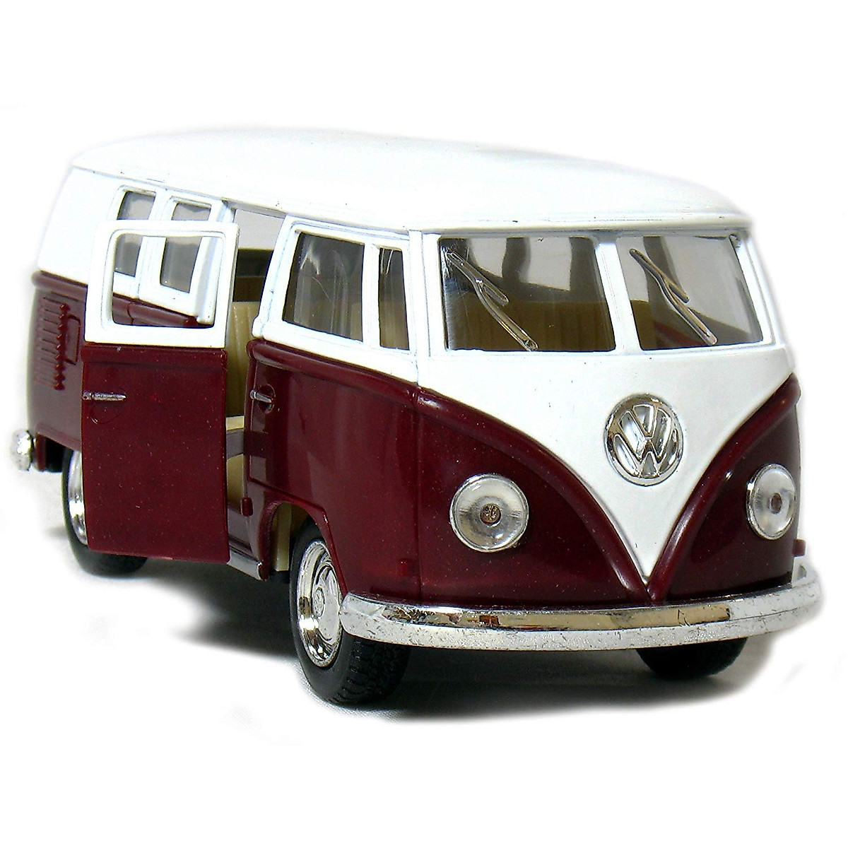 KiNSMART 1962 Volkswagen Classic Bus 1:32 Scale 5" Die Cast Metal Model Toy Car Maroon
