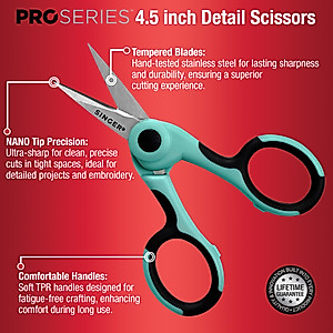 SINGER ProSeries Scissors Set - 9” Pinking Shears, 8.5” Heavy Duty Scissors & 4.5” Detail Scissors - Stainless Steel, Comfort Grip for Quilting, Dressmaking & Tailoring - Professional Cutting Tools