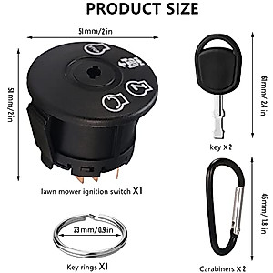 PLQQCY Lawn Mowers Ignition Switch 4 Position with Key for Craftsman, Husqvarna, AYP, Sears, Poulan Pro Riding Lawn Mower Tractor 193350 532193350,6900-49P1,33457,21546319,448017800,725-07527,705064