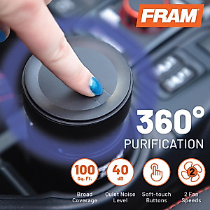 FRAM Buddie HEPA Air Purifier H13 Filtration & UV-C LED Sanitization, Cable-Free Rechargeable Portable Air Purifier for Home, Car & Work, Eliminates 99.97% of Dust, Smoke & Other Pollutants | CAP30200