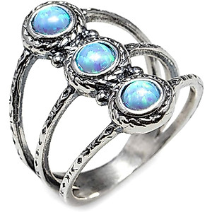 Joolala created fire opals Sterling Silver Women’s Ring – 925 Silver Rings for Women – Elegant and Stylish Design – Various Models – Gorgeous Oxidized Finish – Ideal Promise Ring, Anniversary (10)