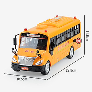 Diecast Toy School Bus, Burrs-Free Battery-Operated Toddler Educational Alloy Bus Car Toy