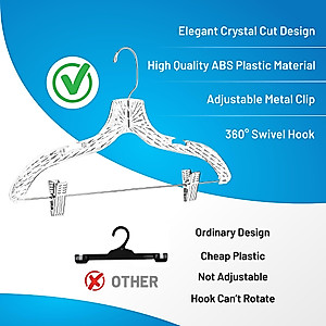 HARDW Clothes Hangers with Clips Plastic Set of 12Pcs Heavy Duty Hangers Dresses, T-Shirts Shirt Hangers for Closet Organization Crystal Clear Hangers for Home, Retail and Home