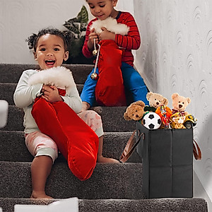 WUWEOT L-shaped Stair Basket, Foldable Stair Step Basket Organizer, 16" Large Capacity Staircase Storage Bin with Leather Handles and Internal Support for Carpeted Stairs and Wooden Stairs